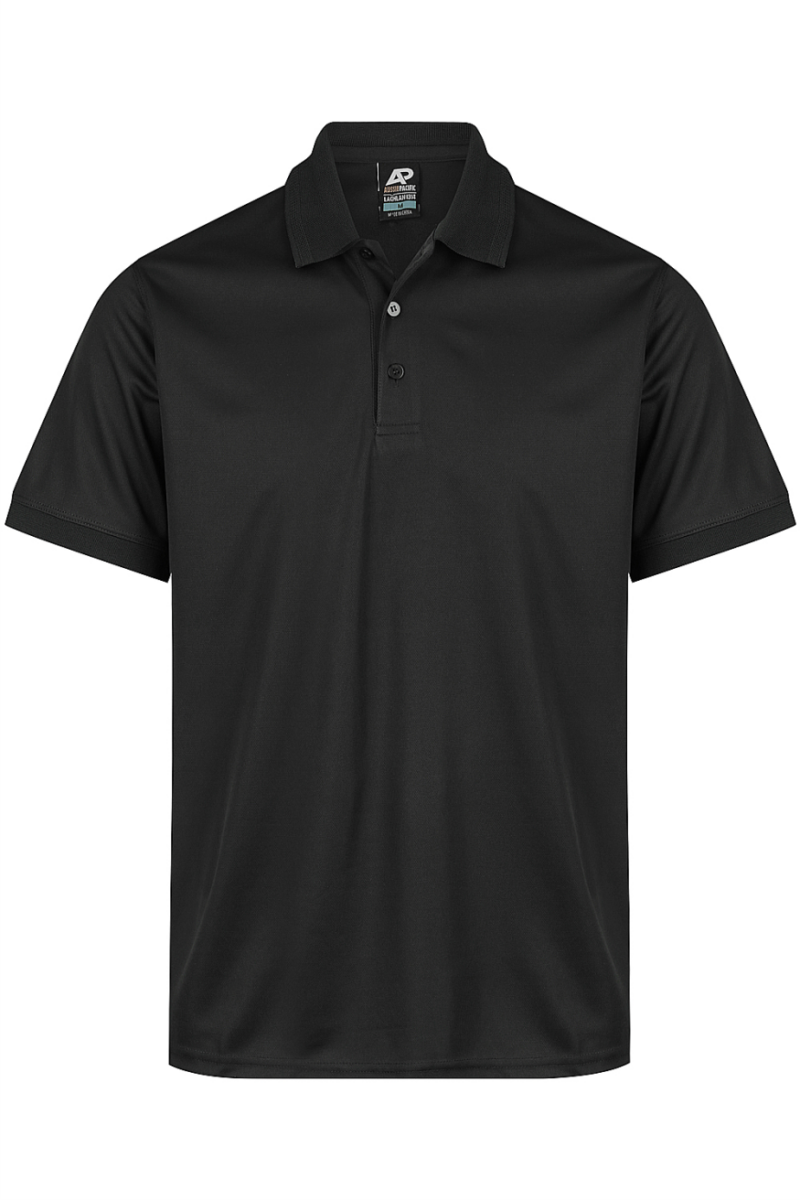 P012MS Academy Mens Polo Black/White - Universal Workwear